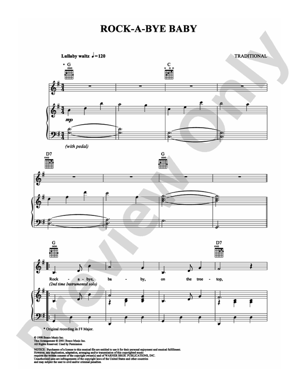 Rock-A-Bye Baby: Piano/Vocal/Chords: Traditional - Digital Sheet Music ...