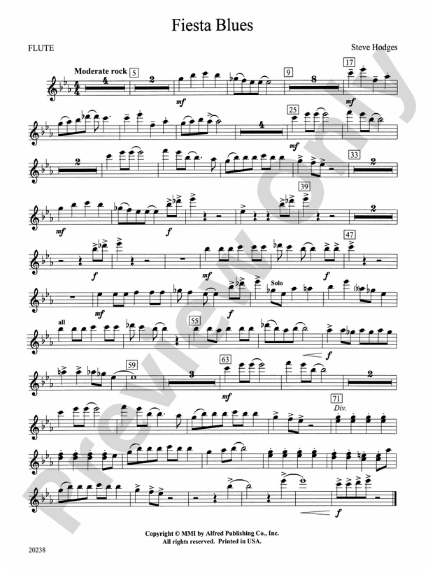 Fiesta Blues: Flute: Flute Part - Digital Sheet Music Download