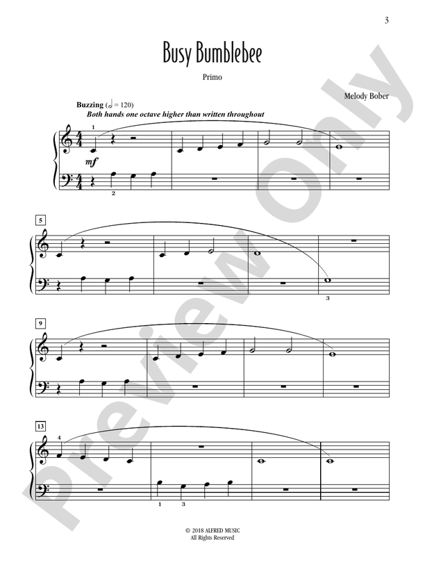 Busy Bumblebee: Piano: Melody Bober - Digital Sheet Music Download