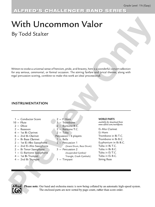 With Uncommon Valor: Score: Concert Band Score - Digital Sheet Music ...