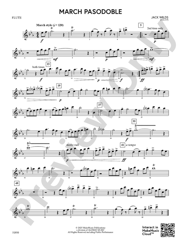 March Pasodoble: Flute: Flute Part - Digital Sheet Music Download