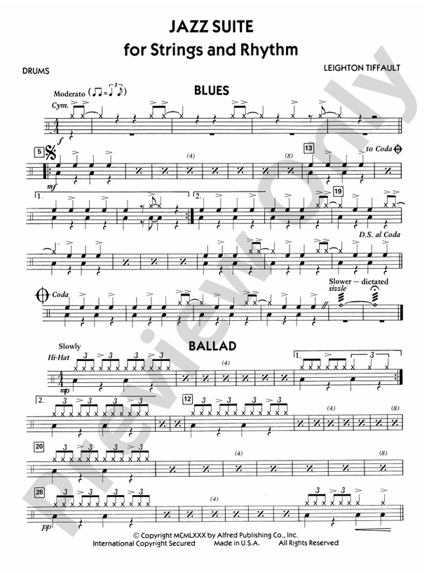 Jazz Suite for Strings and Rhythm: Drums: Drums Part - Digital Sheet ...