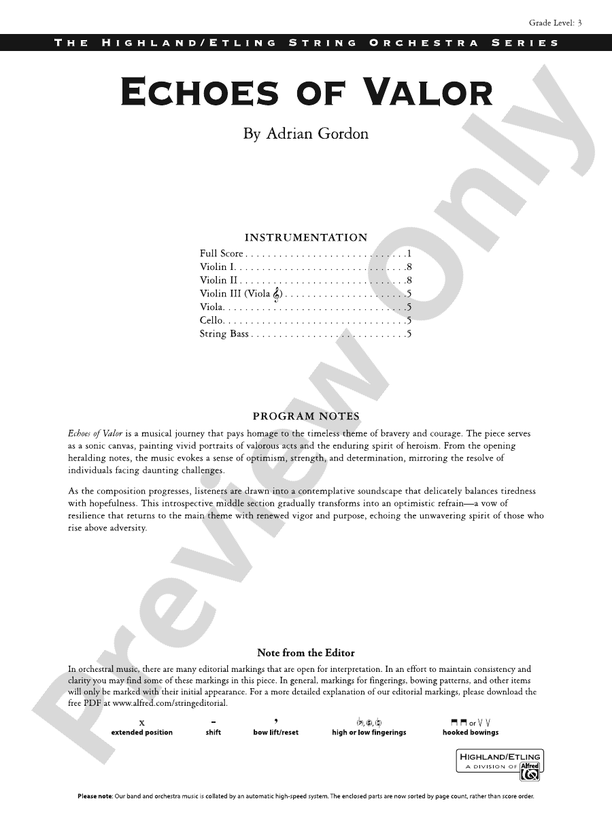 Echoes of Valor: String Orchestra Conductor Score & Parts: Adrian ...
