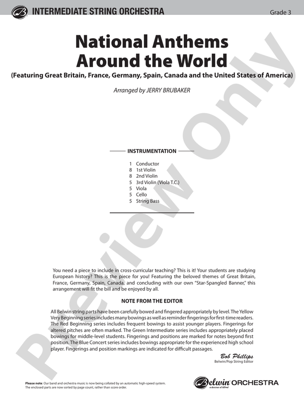 National Anthems Around the World: String Orchestra Conductor Score ...