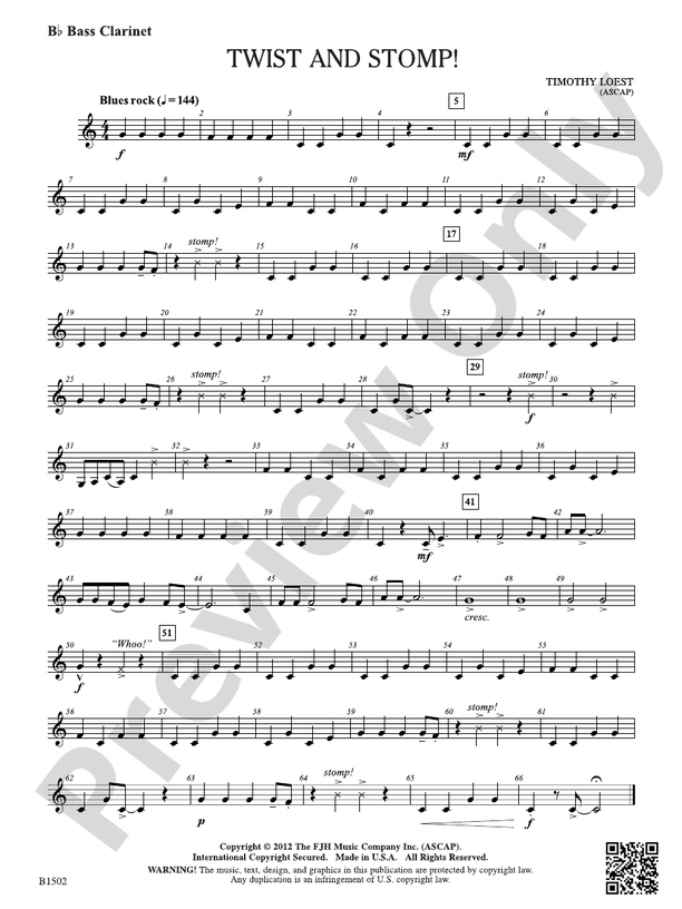 Twist and Stomp!: B-flat Bass Clarinet: B-flat Bass Clarinet Part ...