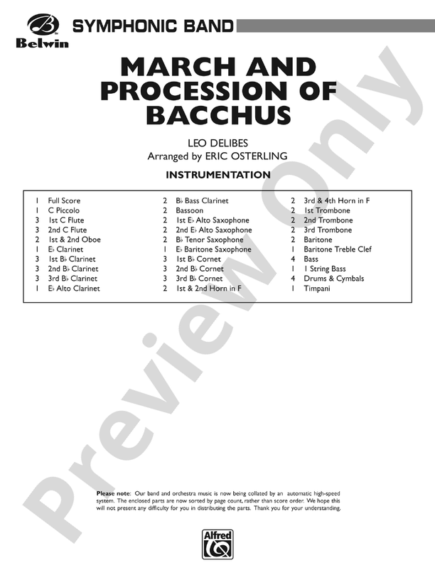 March and Procession of Bacchus: Score: Concert Band Score - Digital ...