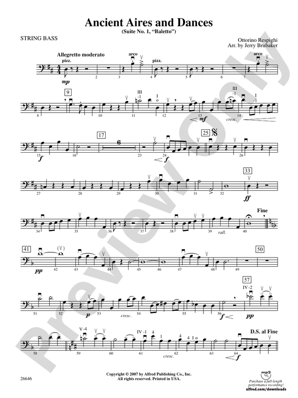 Ancient Aires and Dances, Suite No. 1 (Balletto): String Bass: String ...