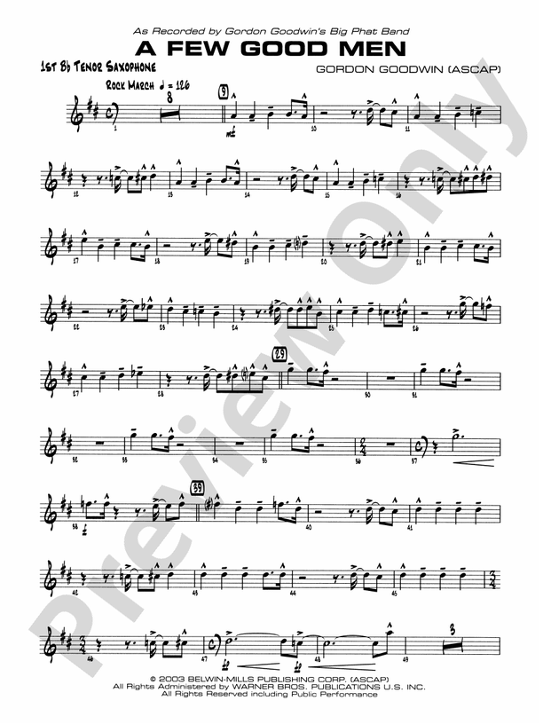 A Few Good Men: B-flat Tenor Saxophone: B-flat Tenor Saxophone Part - Digital Sheet Music Download