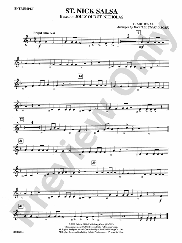 St. Nick Salsa: 1st B-flat Trumpet: 1st B-flat Trumpet Part - Digital ...