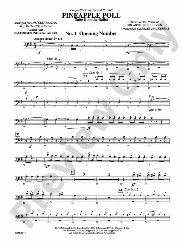 Pineapple Poll (Suite from the Ballet): (wp) 2nd B-flat Trombone B.C ...