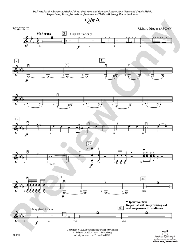 Q&A: 2nd Violin: 2nd Violin Part - Digital Sheet Music Download