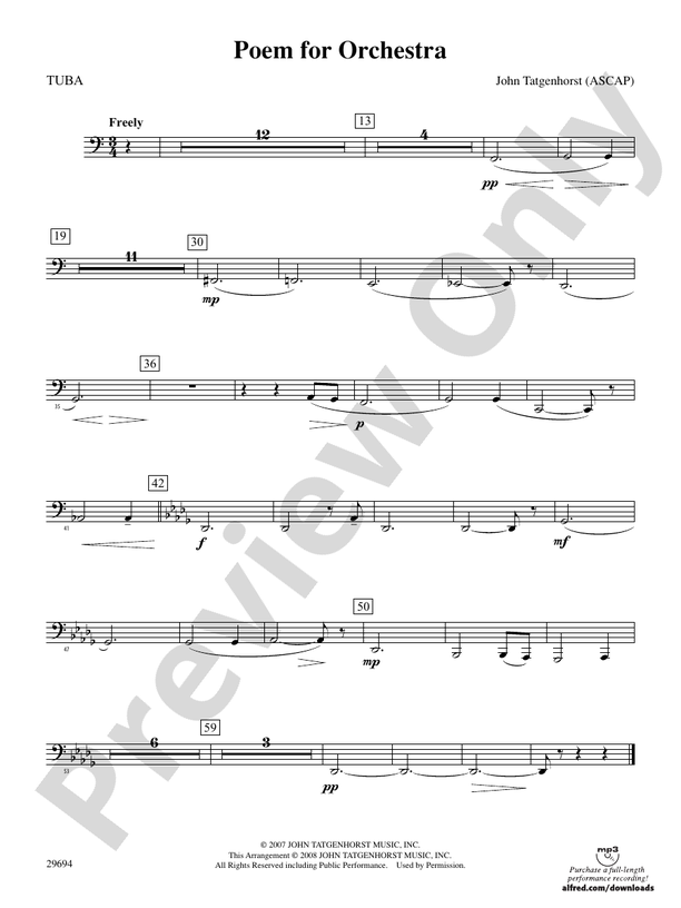 Poem for Orchestra: Tuba: Tuba Part - Digital Sheet Music Download