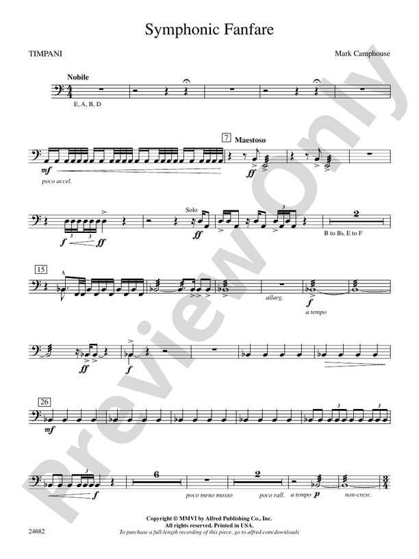 Symphonic Fanfare: Timpani: Timpani Part - Digital Sheet Music Download