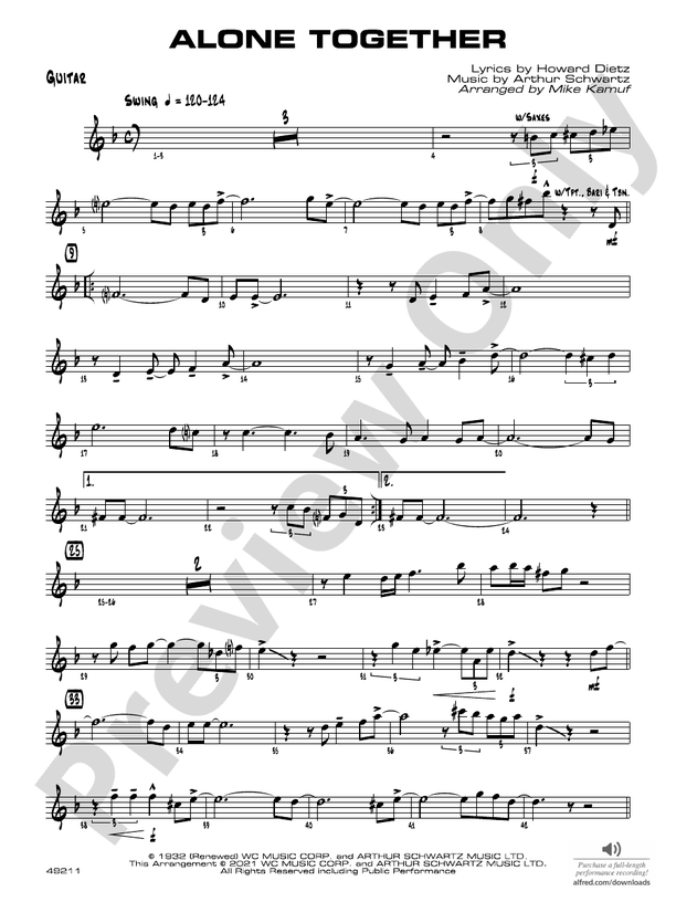 Alone Together: Guitar: Guitar Part - Digital Sheet Music Download