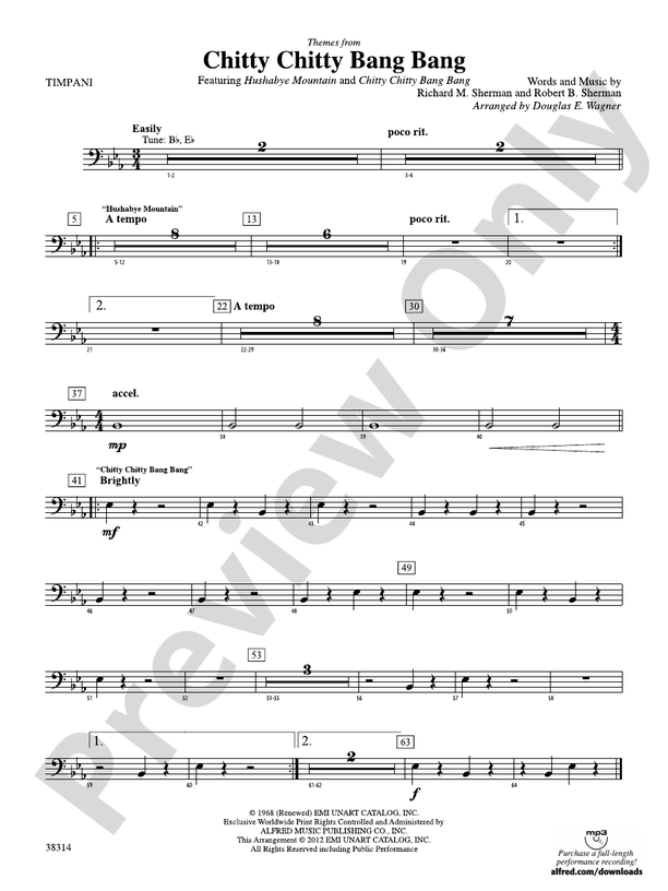 Chitty Chitty Bang Bang, Themes from: Timpani: Timpani Part - Digital ...