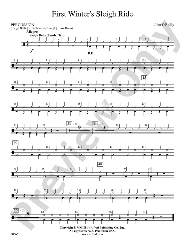 First Winter's Sleigh Ride: 1st Percussion: 1st Percussion Part ...