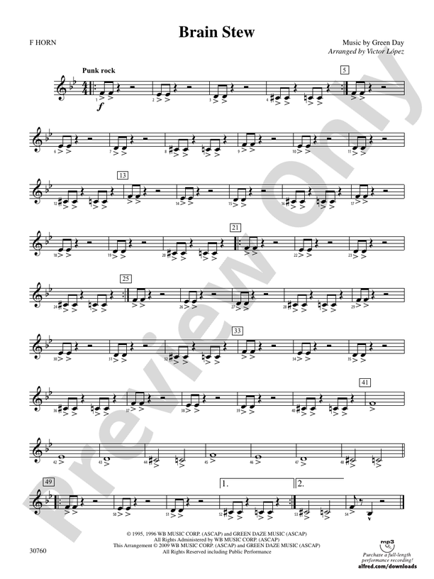 Brain Stew: 1st F Horn: 1st F Horn Part - Digital Sheet Music Download
