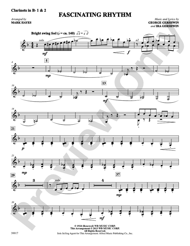 Fascinating Rhythm: 1st & 2nd B-flat Clarinets: 1st & 2nd B-flat Clarinets Part - Digital Sheet ...