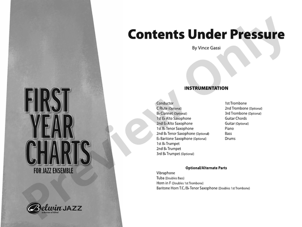 Contents Under Pressure: Score: Jazz Ensemble Score - Digital Sheet ...