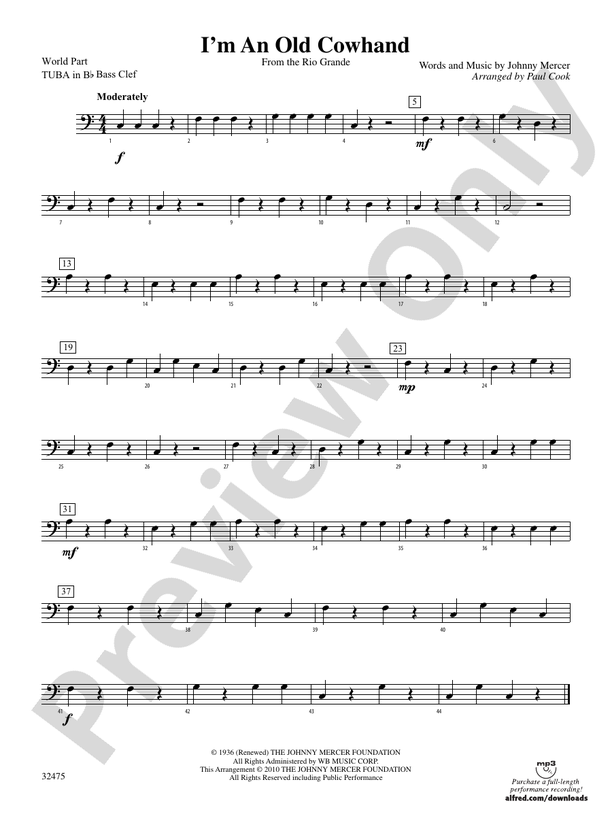 I'm an Old Cowhand (from the Rio Grande): (wp) B-flat Tuba B.C.: (wp) B ...