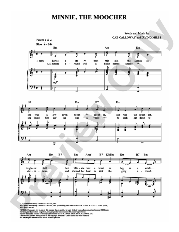 Minnie, the Moocher: Piano/Vocal/Chords: Cab Calloway - Digital Sheet ...