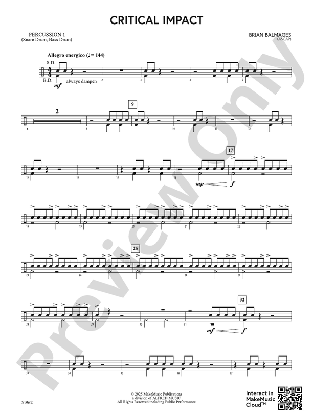 Critical Impact: 1st Percussion: 1st Percussion Part - Digital Sheet ...