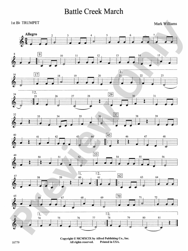 Battle Creek March: 1st B-flat Trumpet: 1st B-flat Trumpet Part - Digital Sheet Music Download