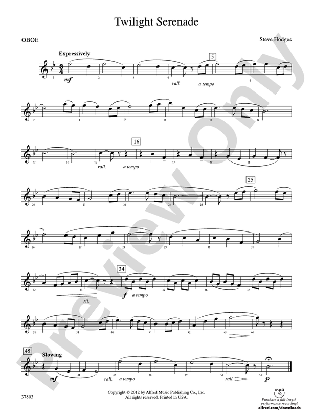 Twilight Serenade: Oboe: Oboe Part - Digital Sheet Music Download