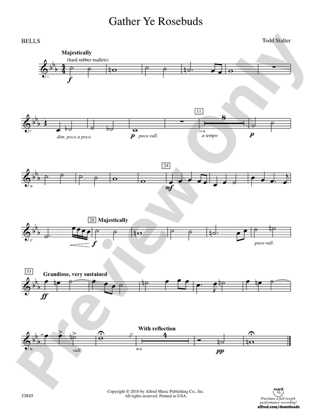 Gather Ye Rosebuds: Bells: Bells Part - Digital Sheet Music Download