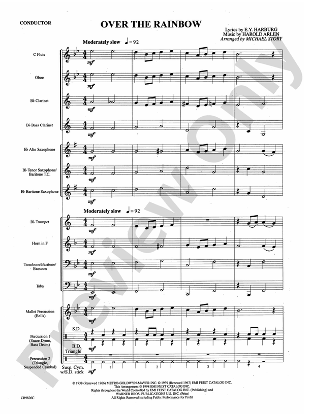 Over the Rainbow: Score: Concert Band Score - Digital Sheet Music Download