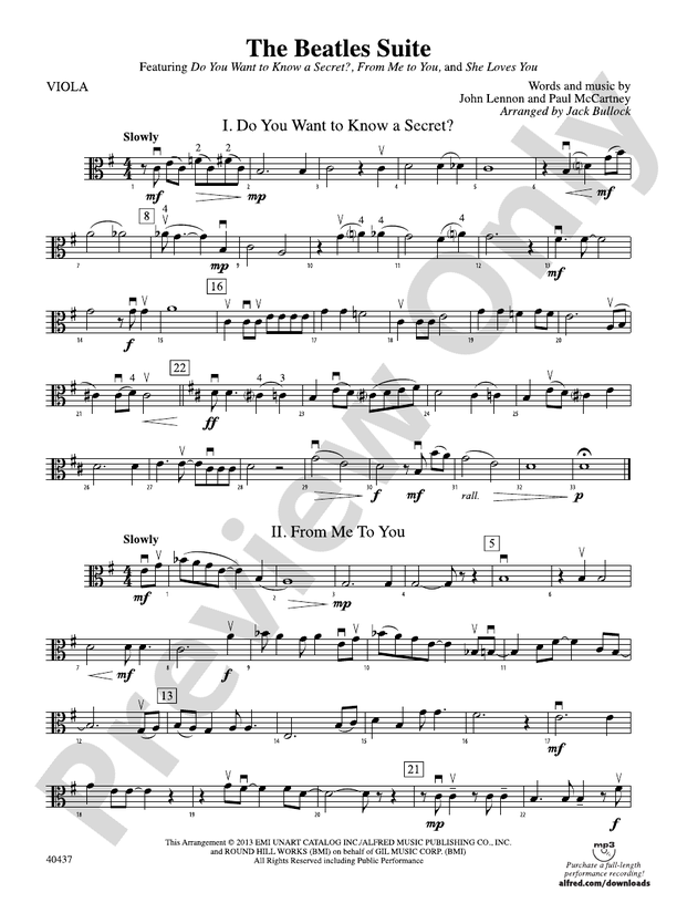 The Beatles Suite: Viola: Viola Part - Digital Sheet Music Download