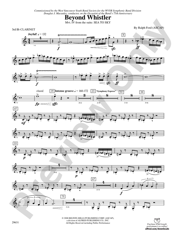 Beyond Whistler: 3rd B-flat Clarinet: 3rd B-flat Clarinet Part ...