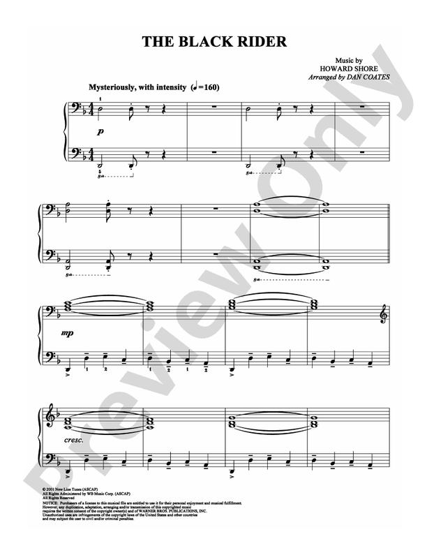 The Black Rider: Easy Piano: Howard Shore - Digital Sheet Music Download