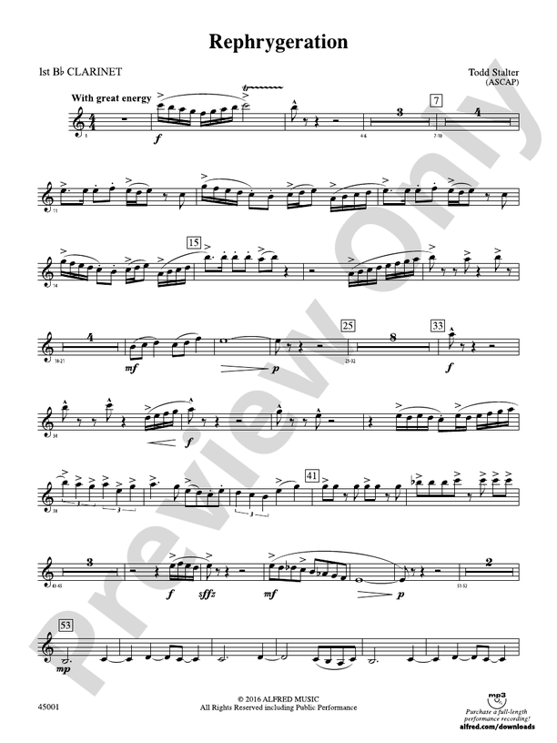 Rephrygeration: 1st B-flat Clarinet: 1st B-flat Clarinet Part - Digital Sheet Music Download