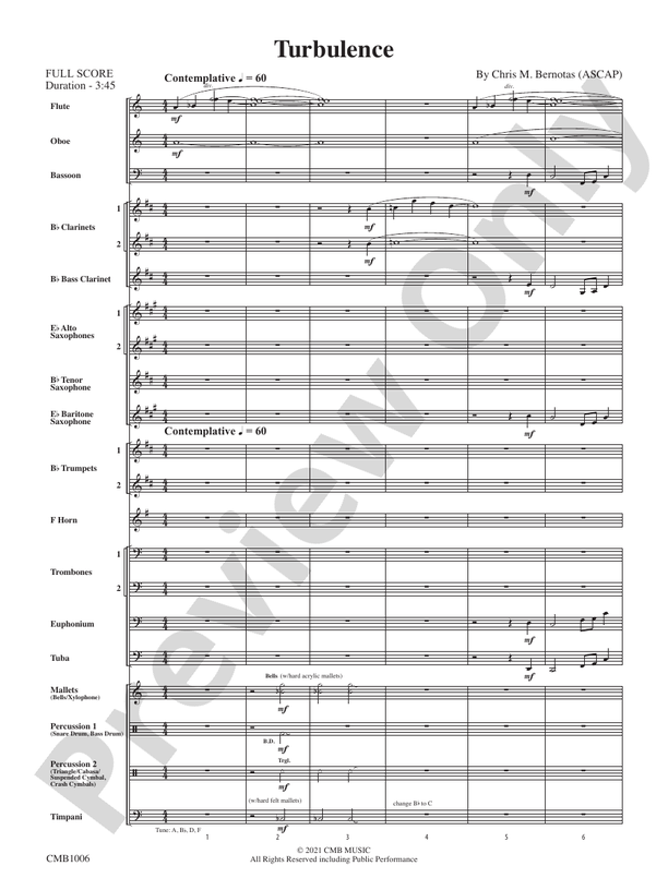 Turbulence: Score: Concert Band Score - Digital Sheet Music Download