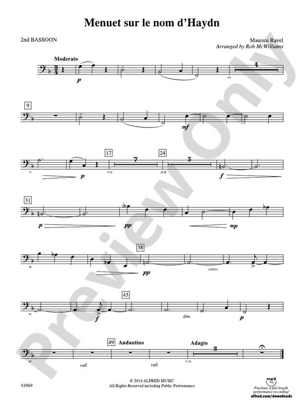 Menuet sur le nom d'Haydn: 2nd Bassoon: 2nd Bassoon Part - Digital ...