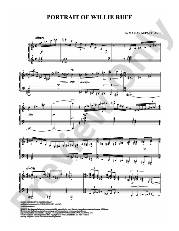 Portrait of Willie Ruff: Piano: Marian McPartland - Digital Sheet Music ...