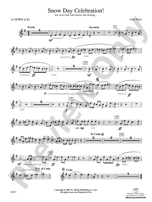 Snow Day Celebration!: (wp) 1st Horn in E-flat: (wp) 1st Horn in E-flat ...