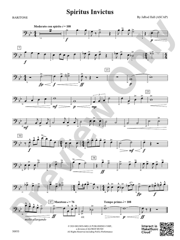 Spiritus Invictus: Baritone B.C.: Baritone B.C. Part - Digital Sheet ...