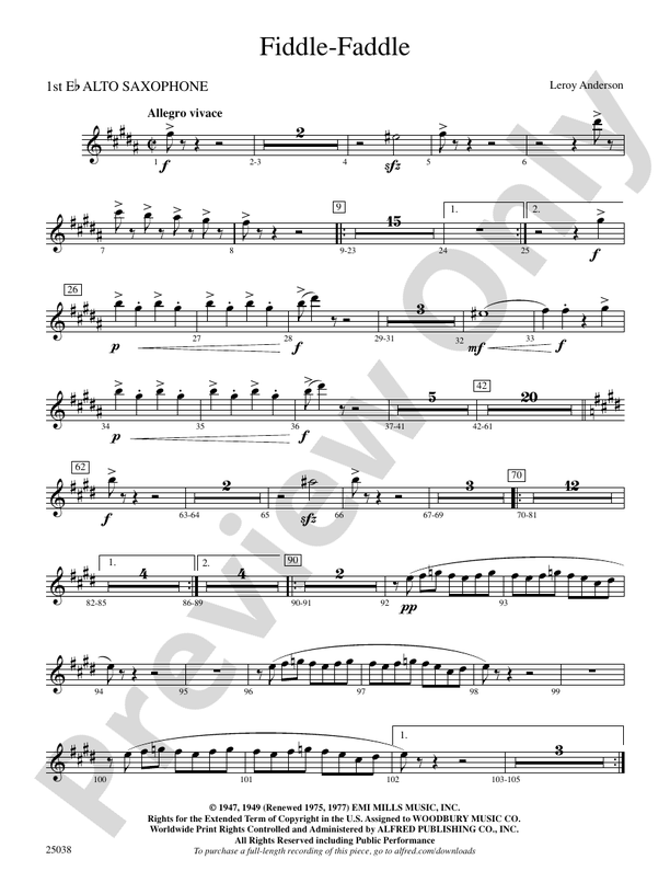Fiddle-Faddle: E-flat Alto Saxophone: E-flat Alto Saxophone Part ...
