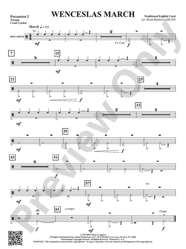 Wenceslas March: 2nd Percussion: 2nd Percussion Part - Digital Sheet ...