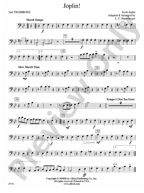 Joplin!: 2nd Trombone: 2nd Trombone Part - Digital Sheet Music Download