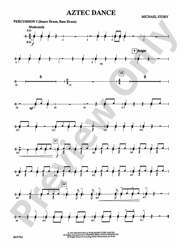 Aztec Dance: 1st Percussion: 1st Percussion Part - Digital Sheet Music ...