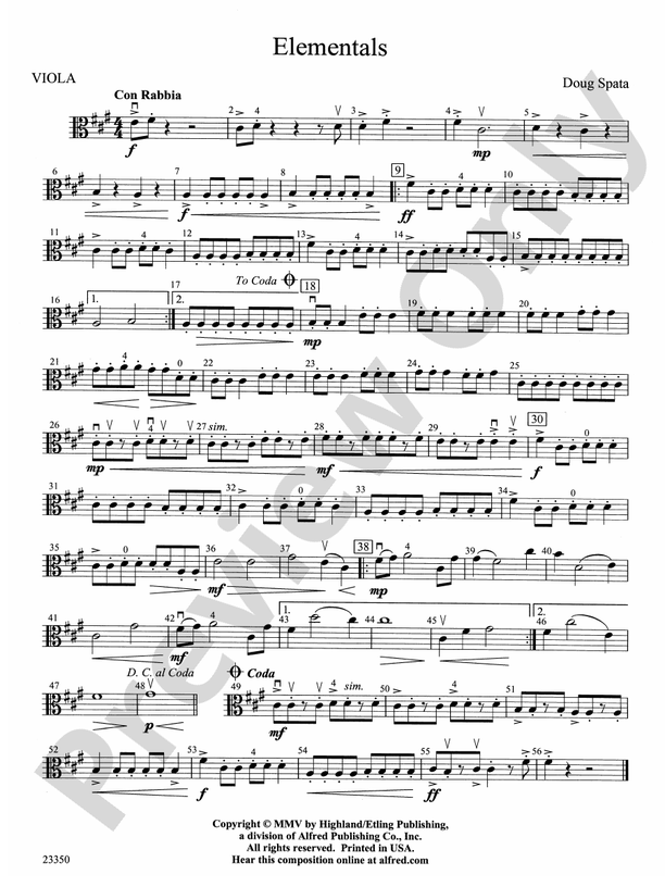 Elementals: Viola: Viola Part - Digital Sheet Music Download