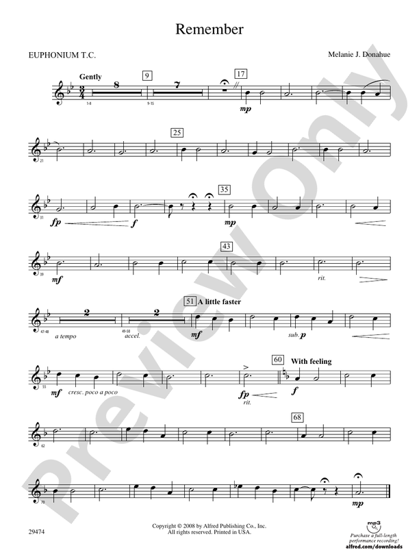 Remember: Baritone T.C.: Baritone T.C. Part - Digital Sheet Music Download