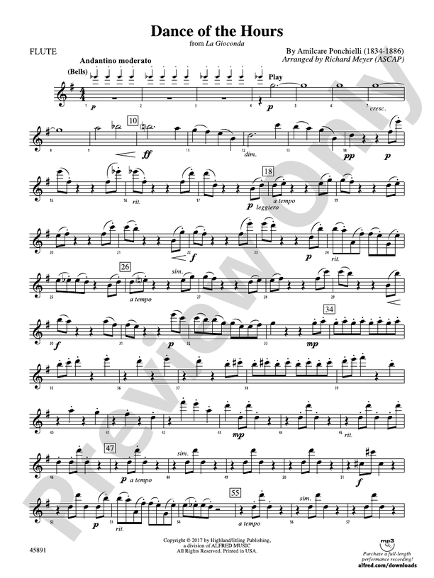 Dance of the Hours: Flute: Flute Part - Digital Sheet Music Download