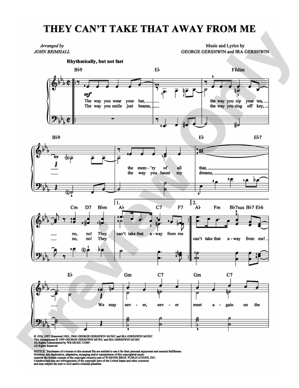 They Can't Take That Away From Me: Easy Piano: George Gershwin ...