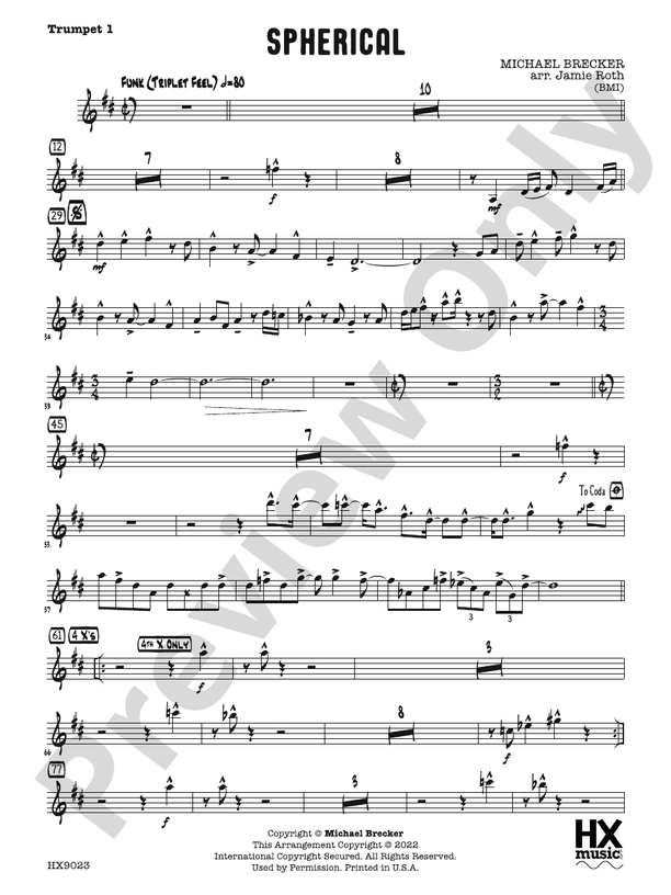 Spherical: B-flat Trumpet 1: B-flat Trumpet 1 Part: Michael Brecker ...
