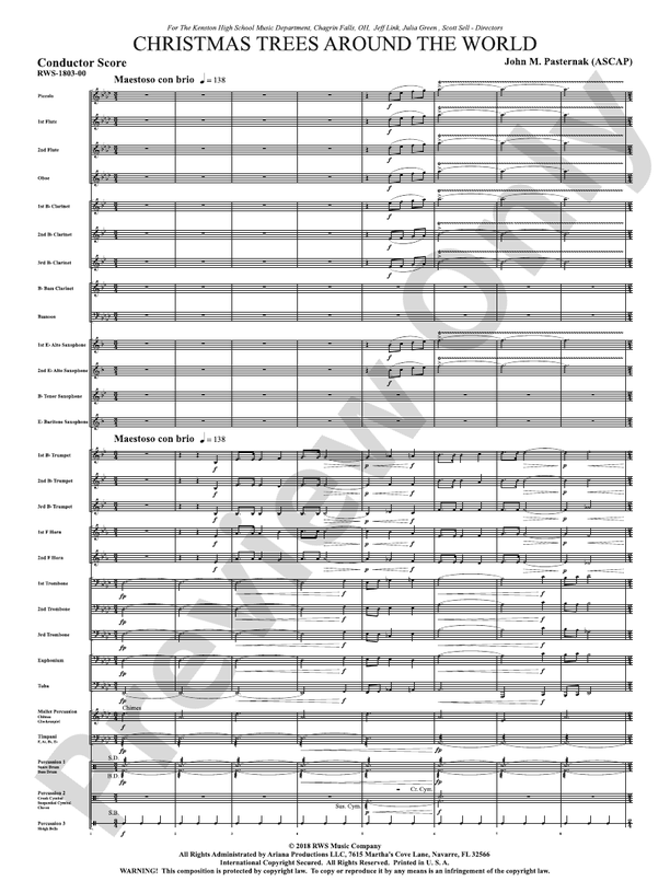 Christmas Trees Around the World: Concert Band Conductor Score & Parts ...