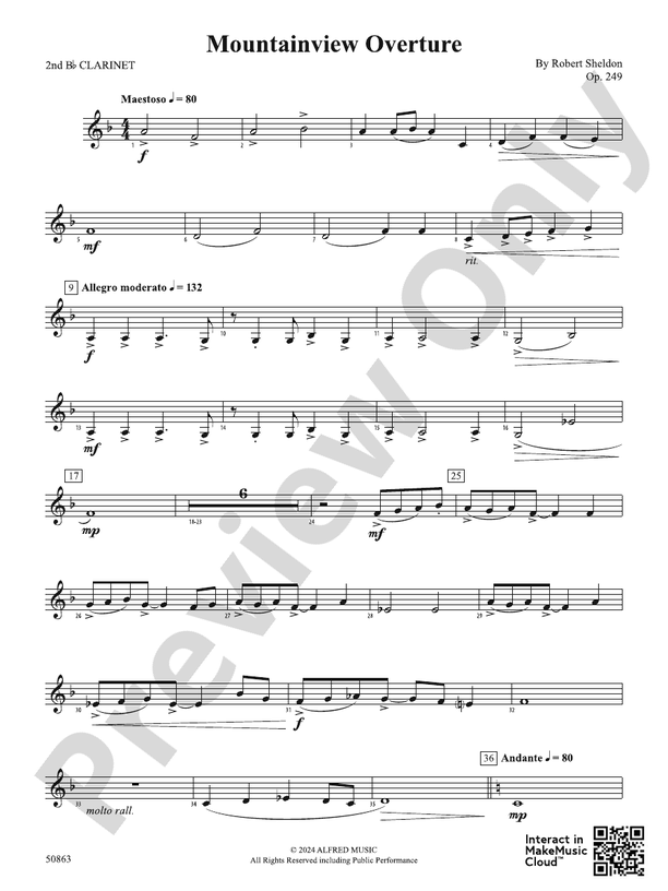 Mountainview Overture: 2nd B-flat Clarinet: 2nd B-flat Clarinet Part - Digital Sheet Music Download